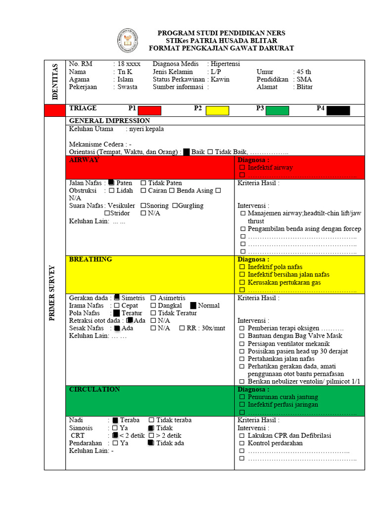 Format Pengkajian UGD - HT2 | PDF