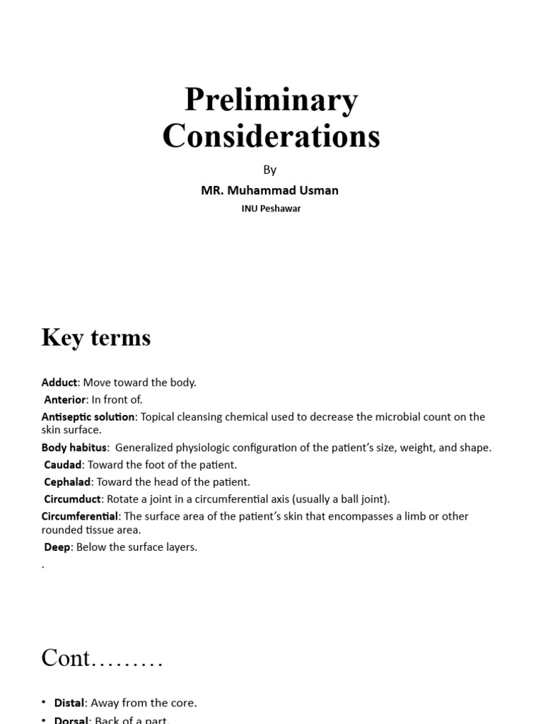 5 Preliminary Considerations | PDF