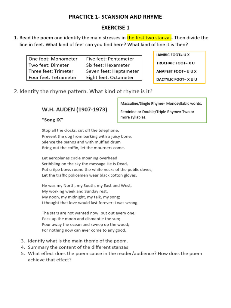 Scansion Rhyme | PDF | Poetry
