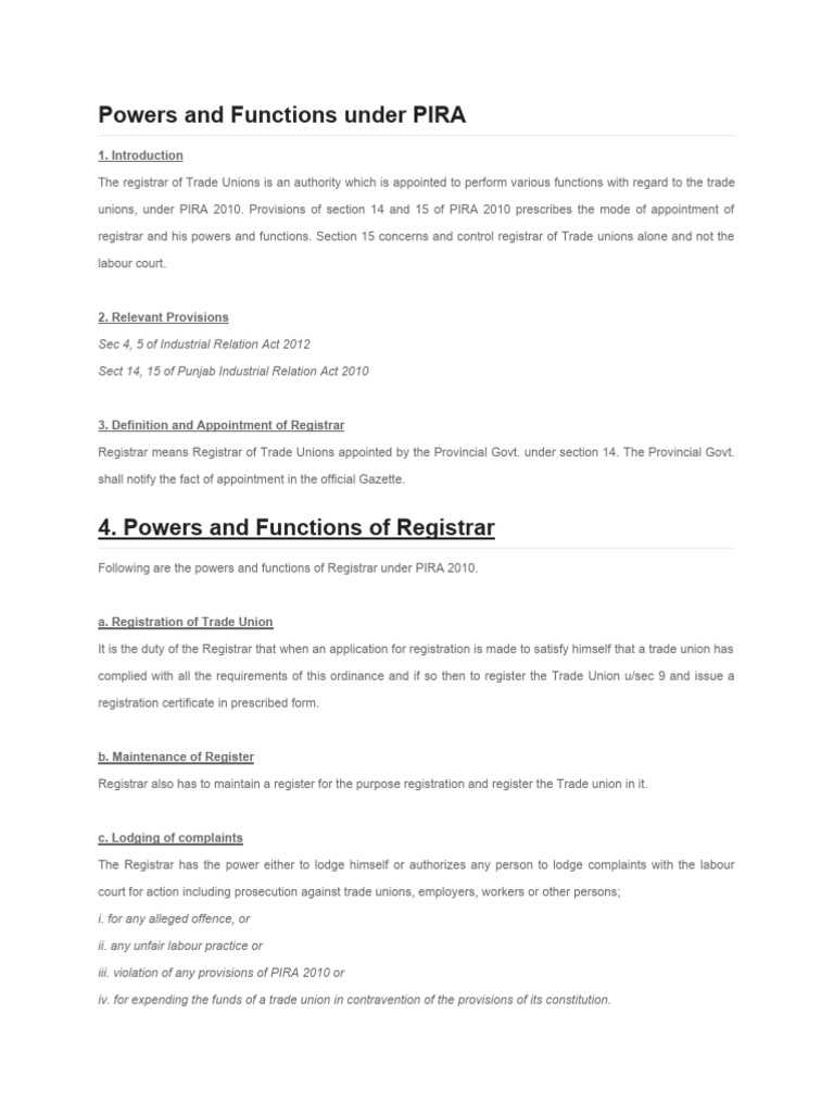 Powers and Functions Under PIRA | PDF | Trade Union | Government
