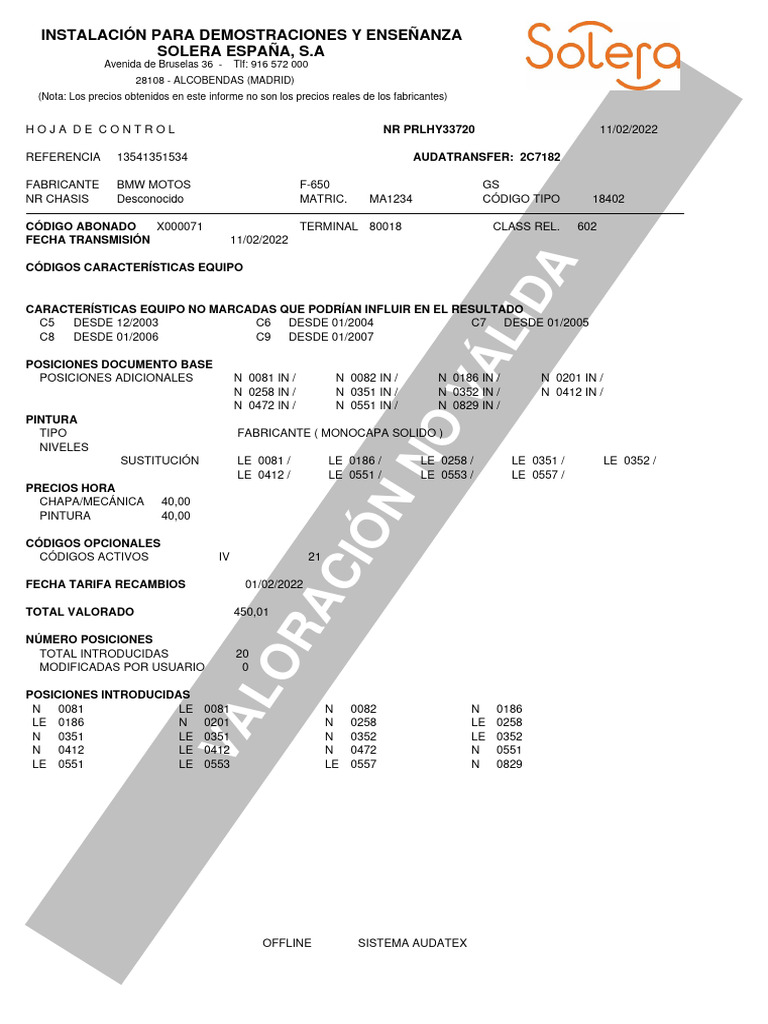 Motorra Faktura Audatex | PDF