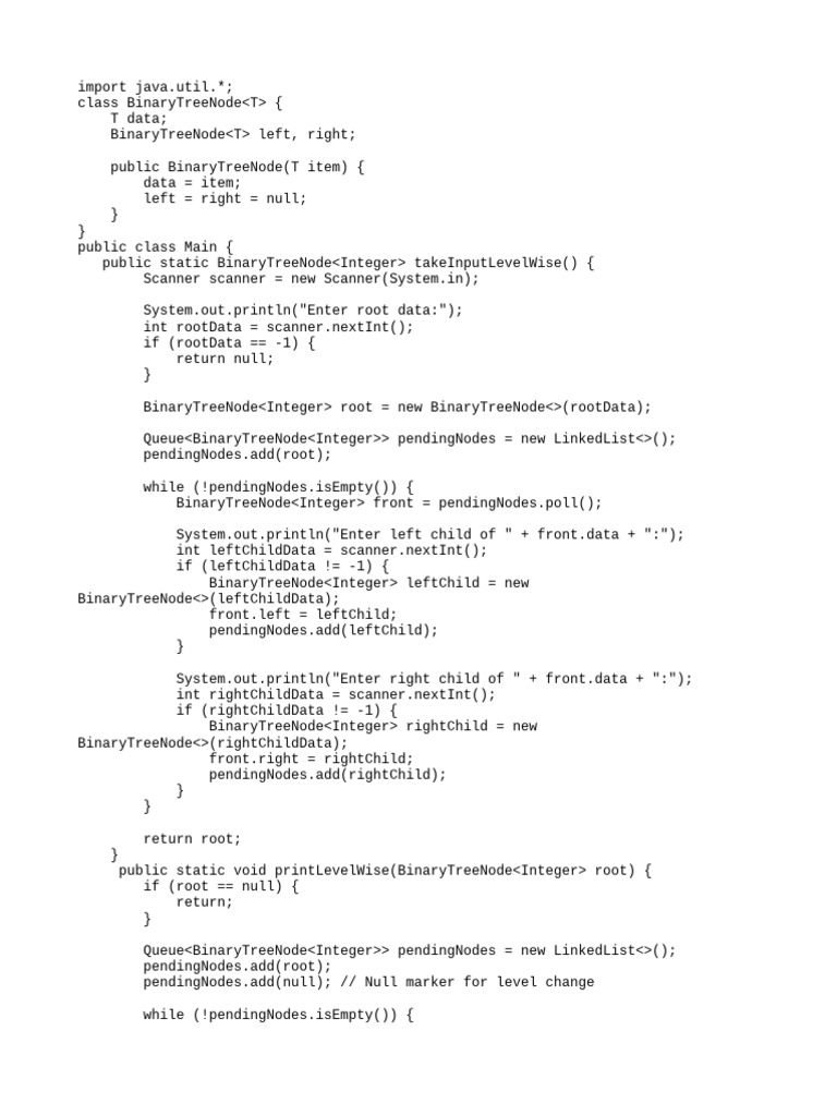 BinaryTreel Taking Input and Output | PDF | Computer Engineering | Software Development