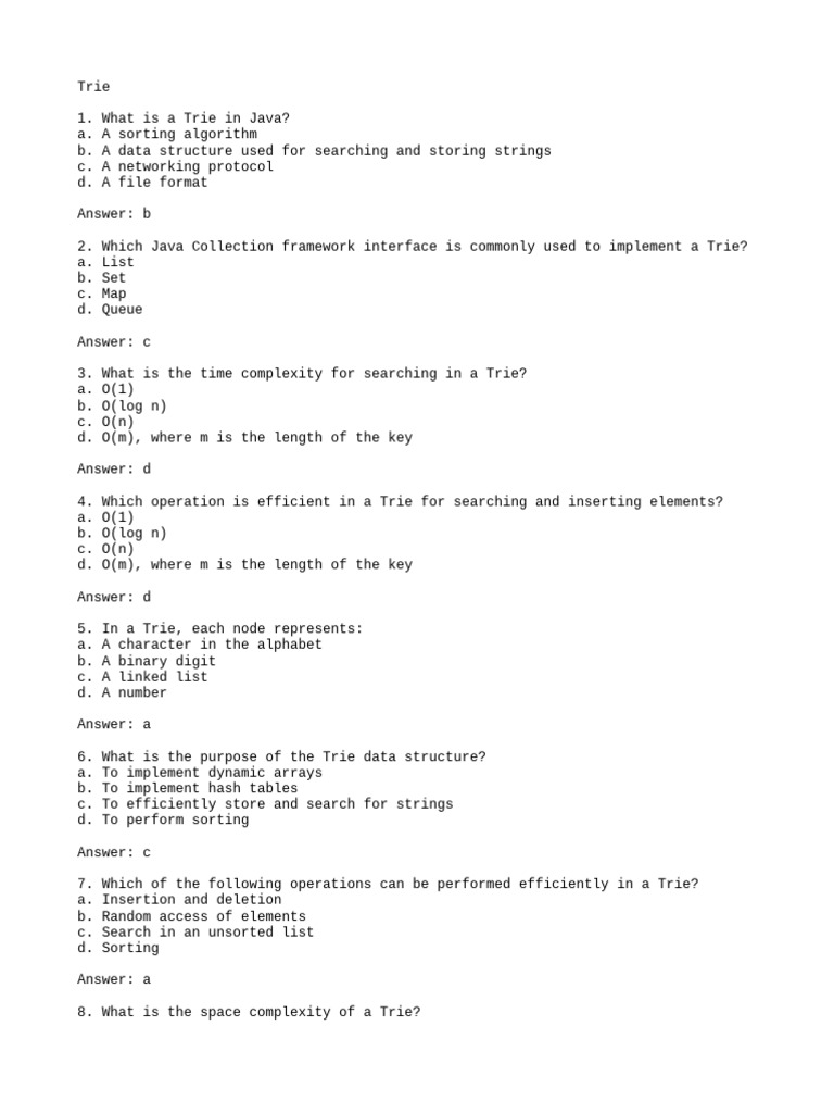 Trie and Redblack Tree Mcqs | PDF | Applied Mathematics | Algorithms Trie and Redblack Tree Mcqs | PDF | Applied Mathematics | Algorithms