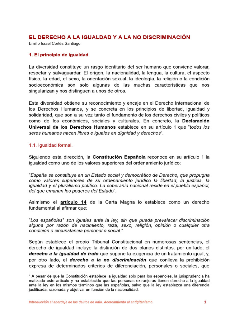 El Derecho A La Igualdad y A La No Discriminación | Descargar gratis PDF | Discriminación ...