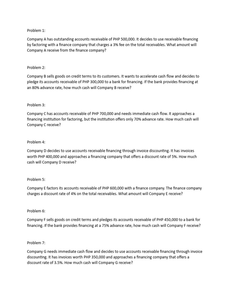 Receivable Financing (Comprehensive Problems With Solutions) | PDF