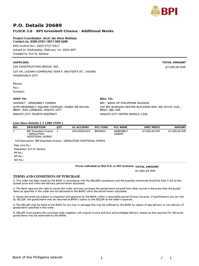 BPI Purchase Order Report 14feb2024 0635PM | PDF | Makati | Business