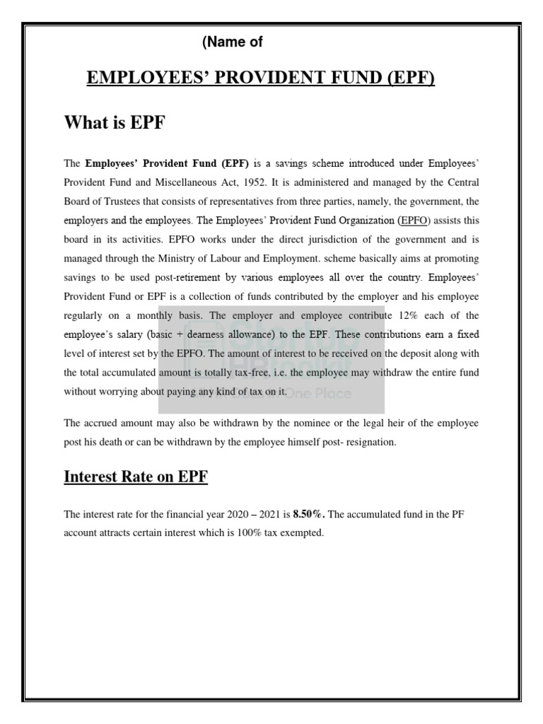 Employees Provident Fund | PDF