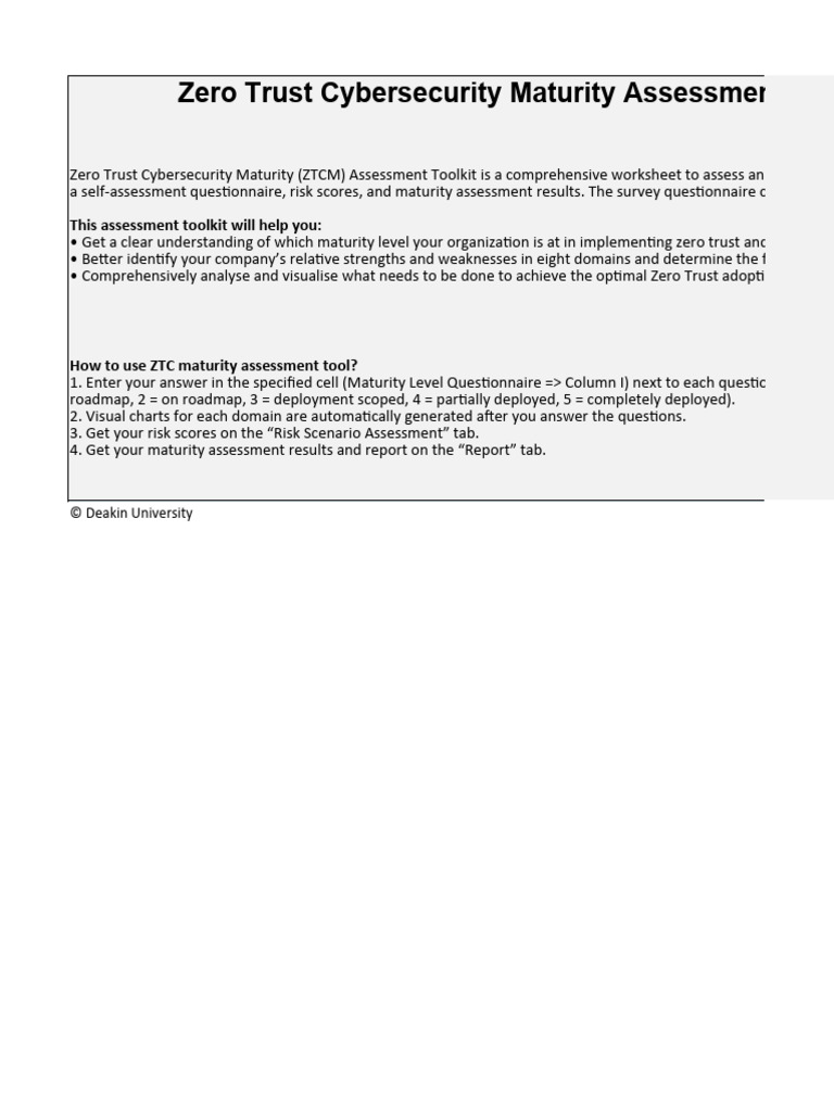 Zero Trust Cybersecurity Maturity Tool | PDF | Computer Network | Security