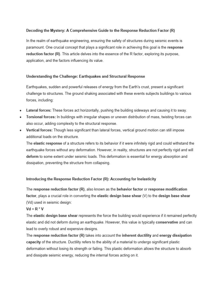 Response Reduction Factor | PDF
