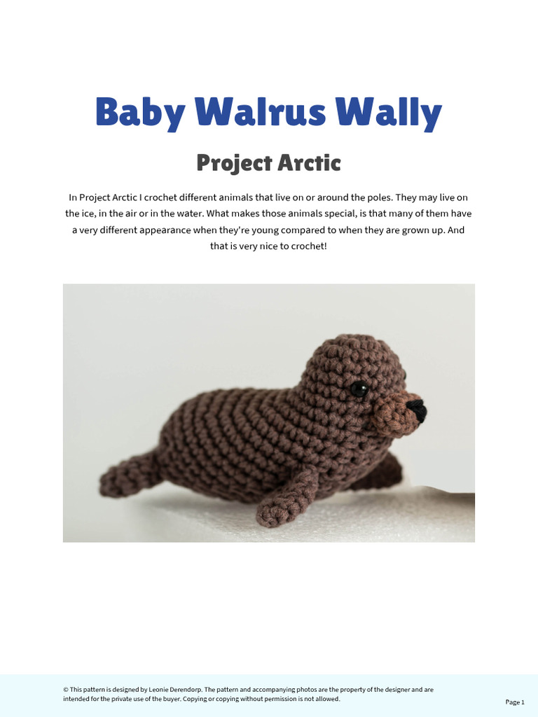 Baby Walrus Crochet Pattern PDF | PDF | Home & Garden