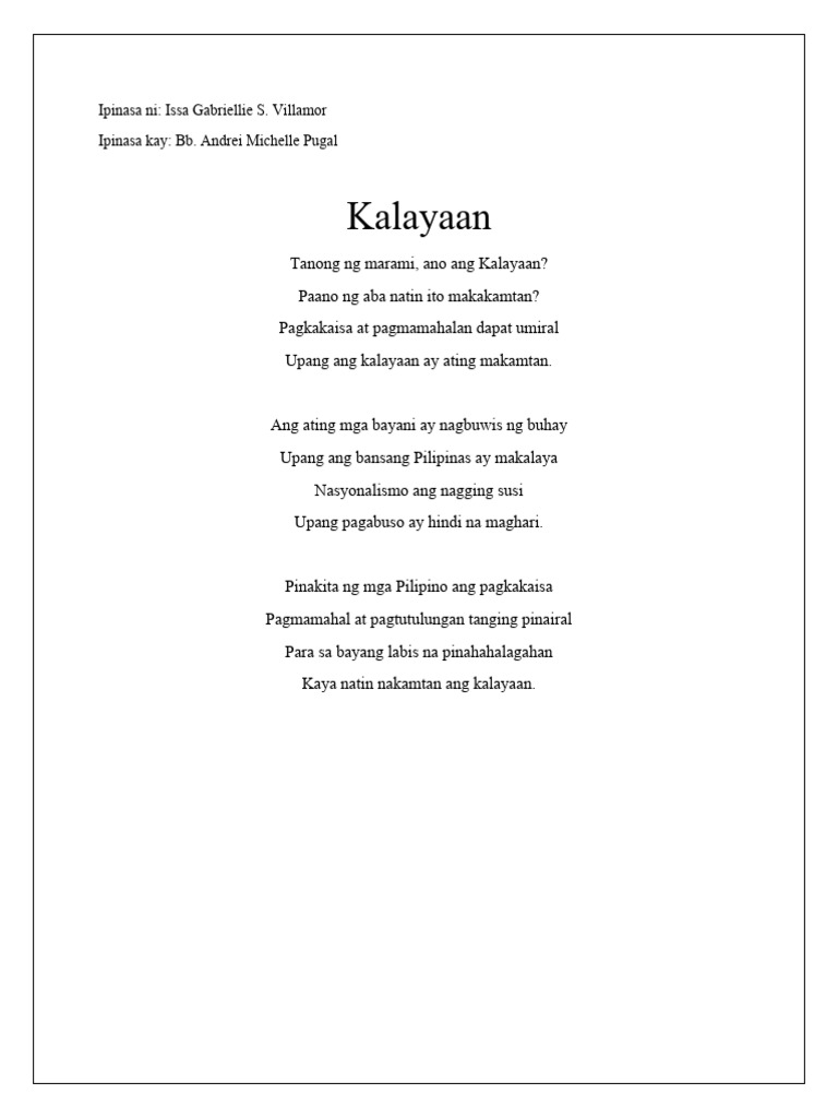 AP Tula About Kalayaan | PDF