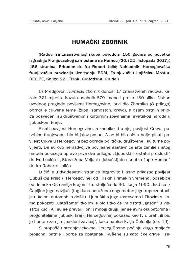 HUMAČKI ZBORNIK Recenzija | PDF