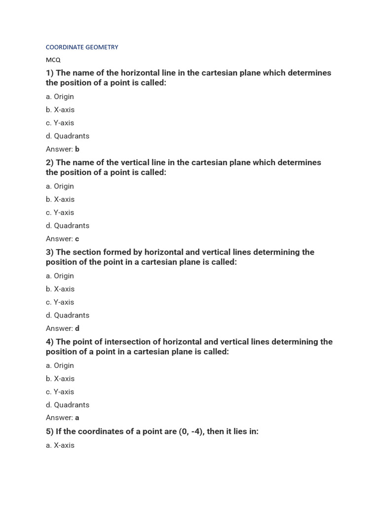Coordinate Geometry 1 Pdf Cartesian Coordinate System Analytic Geometry