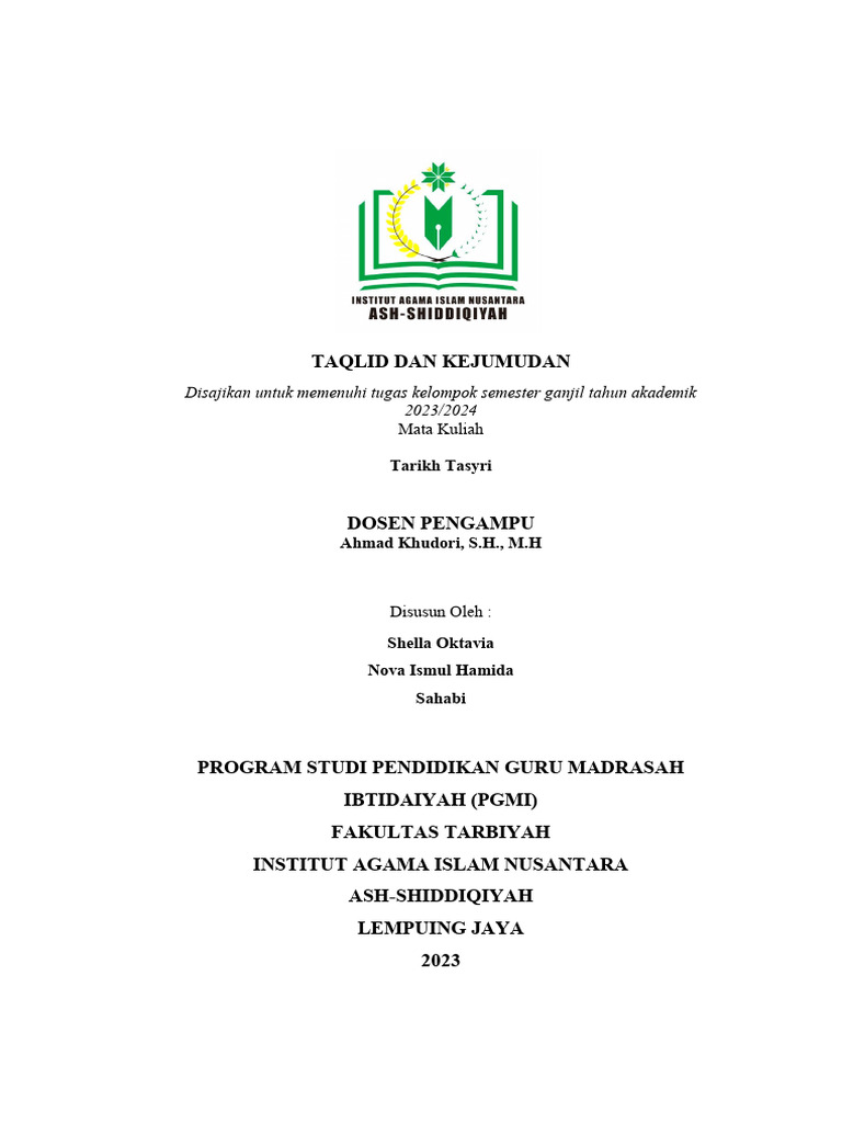 Taqlid Dan Jumud 2 | PDF | Agama & Spiritualitas