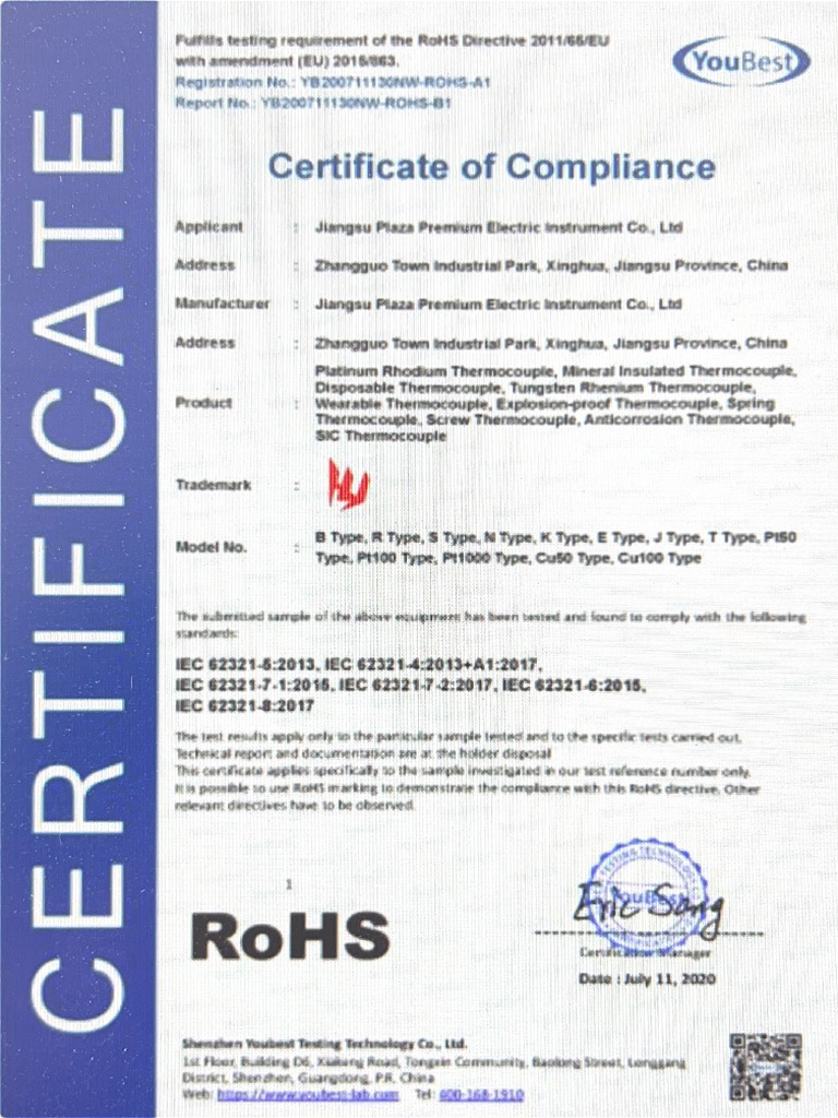 Jiangsu Heat Elements Certification | PDF