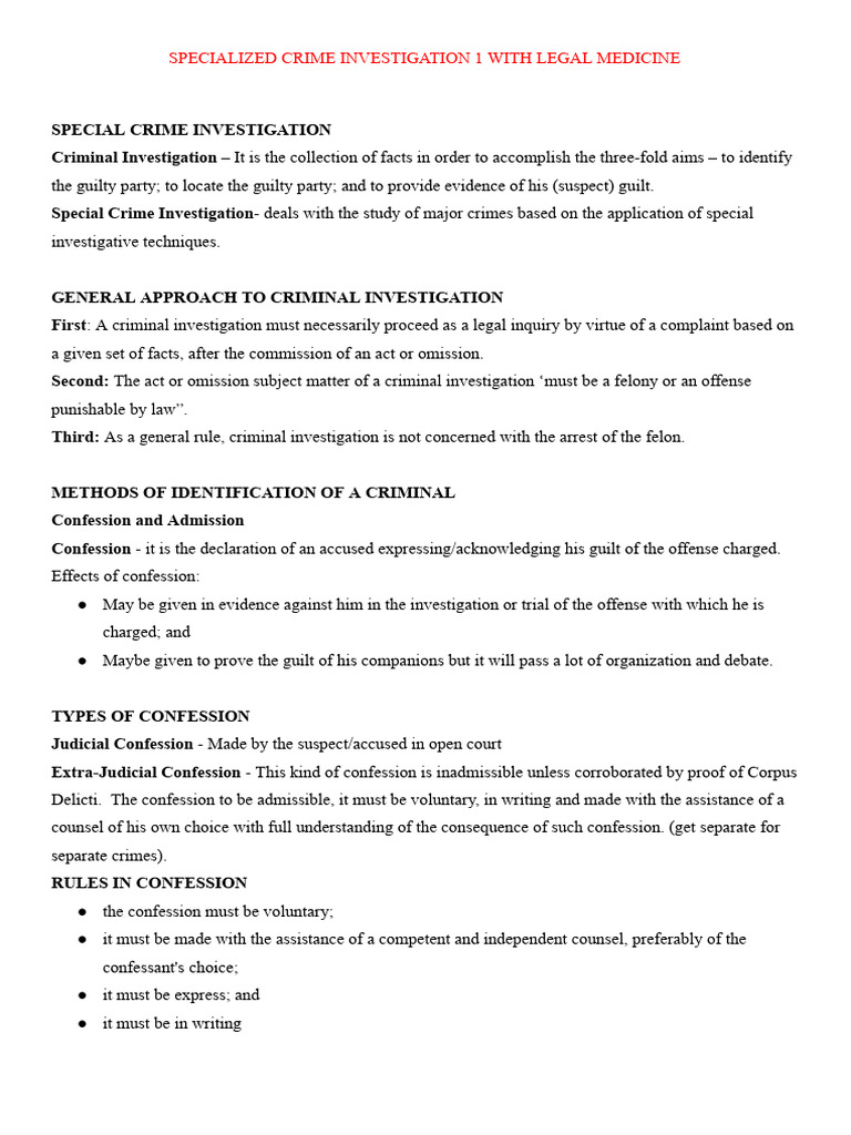 Specialized Crime Investigation Guide | PDF