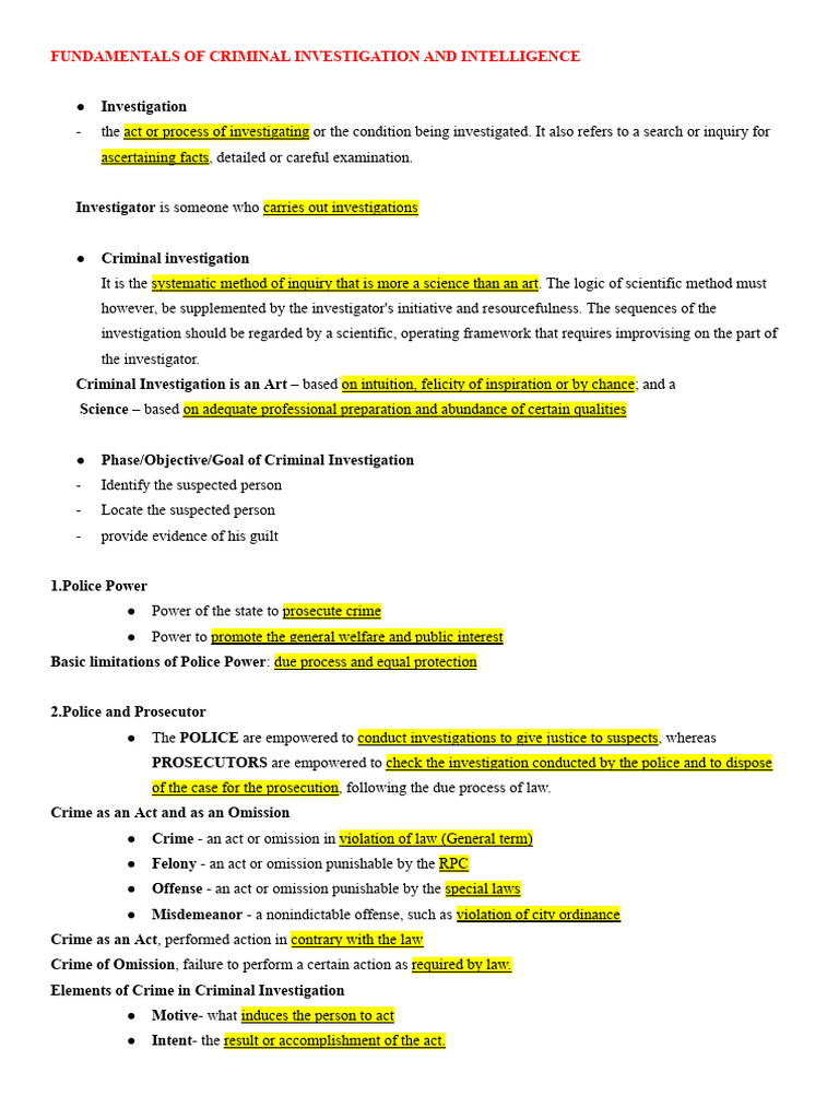 Fundamentals of Criminal Investigation and Intelligence | PDF | Crime ... Fundamentals of Criminal Investigation and Intelligence | PDF | Crime ...