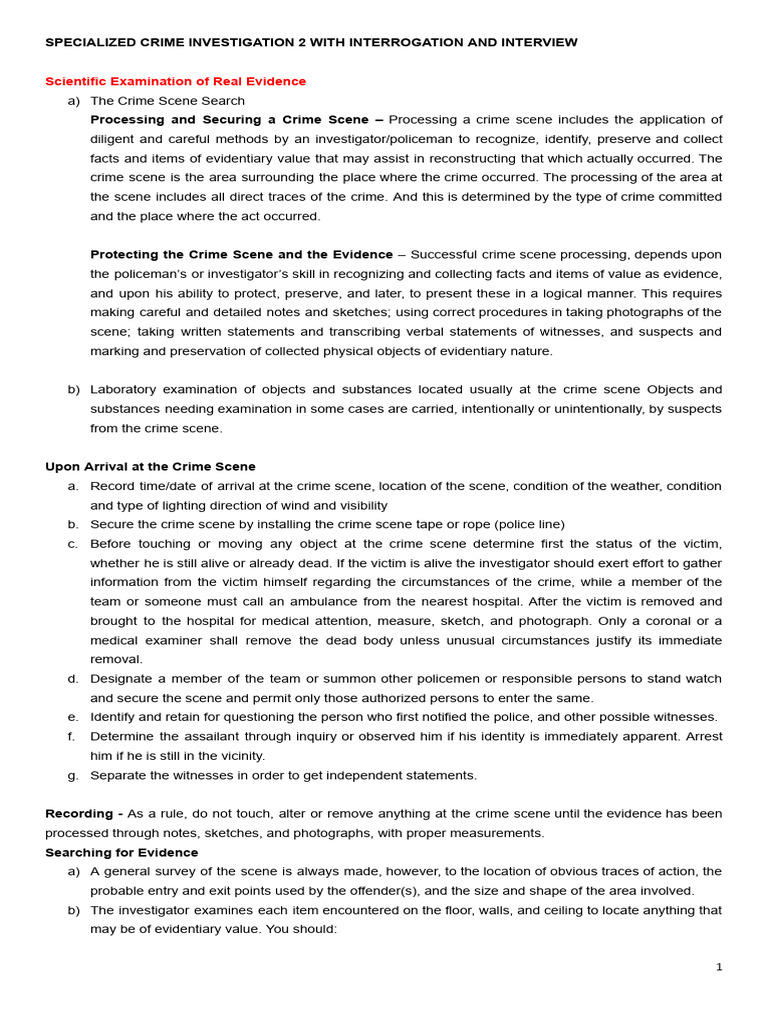 Specialized Crime Investigation 2 With Interrogation and Interview | PDF