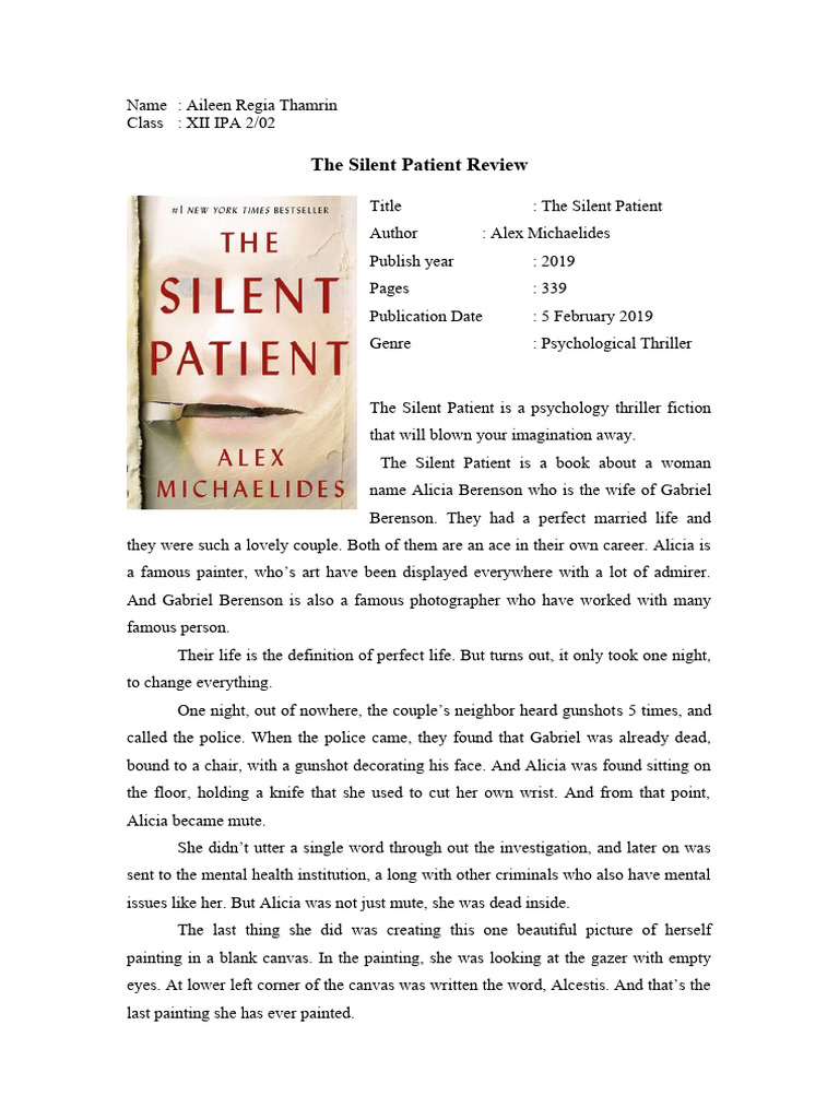 The Silent Patient: A Thrilling Review | PDF | Mystery, Thriller ...