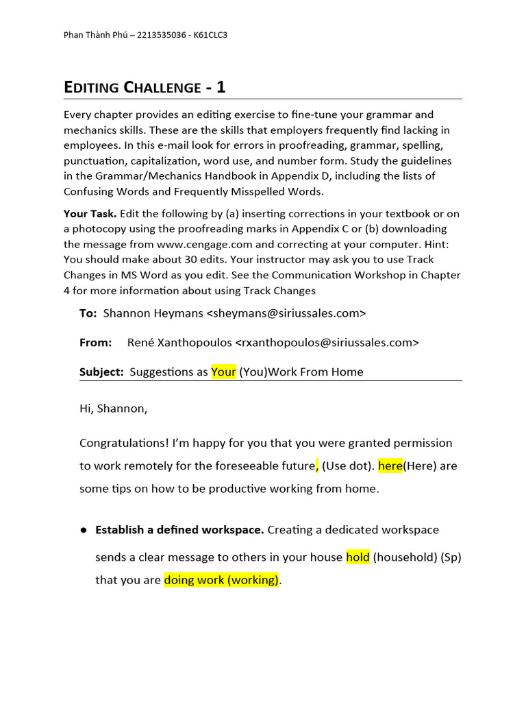 Editing Challenge: Grammar & Mechanics | PDF | Proofreading | Written ...