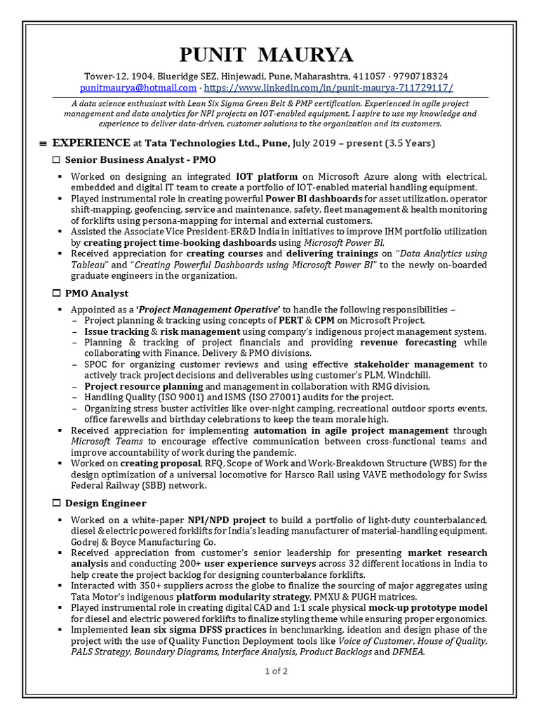 Punit Maurya - CV | PDF