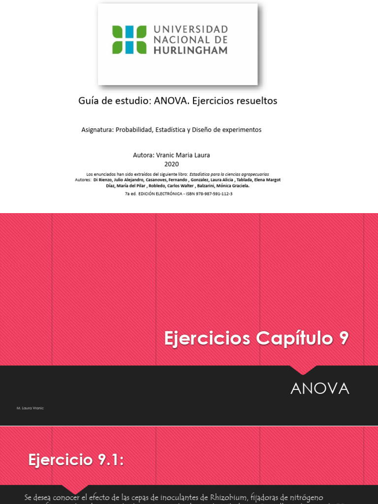 Guia de Estudio ANOVA Ejercicios Resueltos | PDF | Análisis de variación | Evidencia