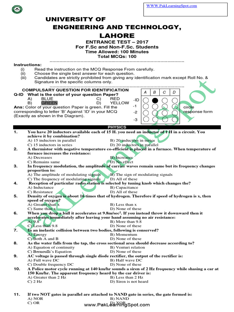 ECAT 7 Past Papers PakLearningSpot | PDF | Rectifier | Solubility