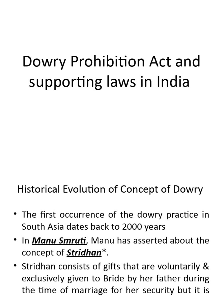 Dowry Prohibition Act and Supporting Laws in India | PDF | Marriage ...