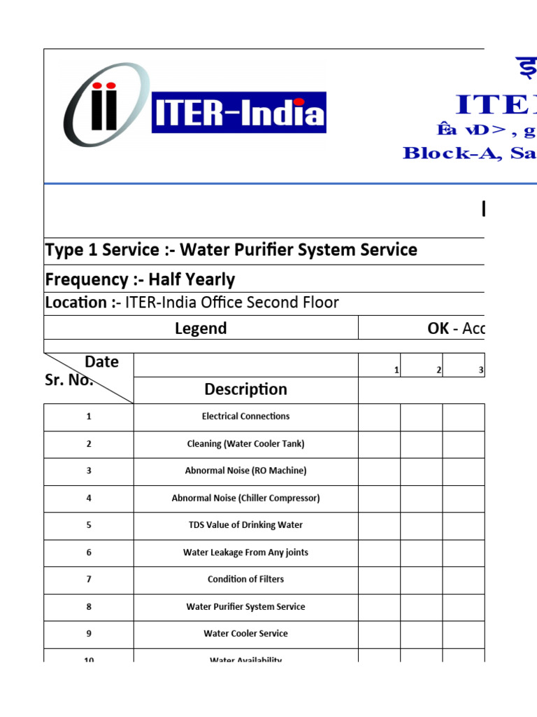 IIO Drinking Water Station Checklist | PDF | Technology & Engineering