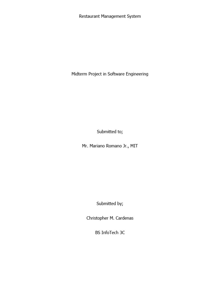 Restaurant Management System - Topher 3 | PDF