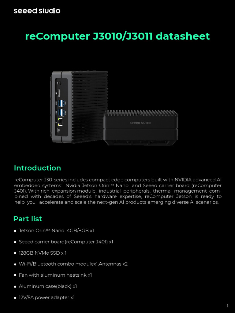 Recomputer J301x Datasheet | PDF | Hdmi | Usb