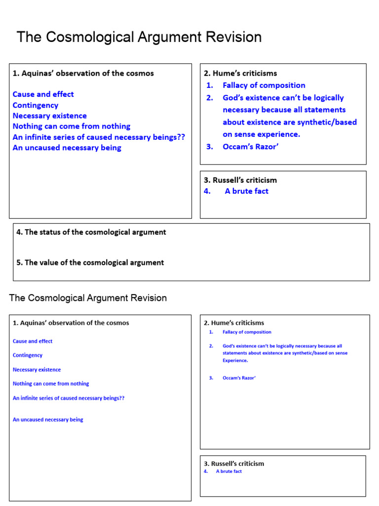 Cosmological Argument Revision Slides and Assessment | Download Free ...