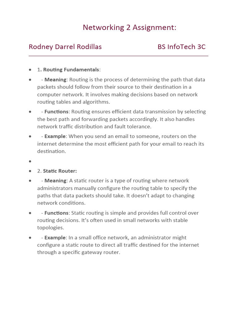 Networking 2 Assignment | PDF | Routing | Router (Computing)