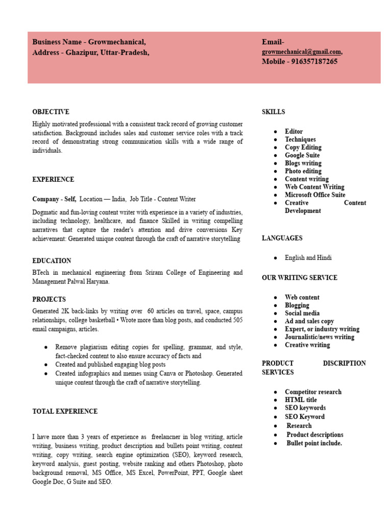 Resume Free Lancener | PDF | Search Engine Optimization | Blog