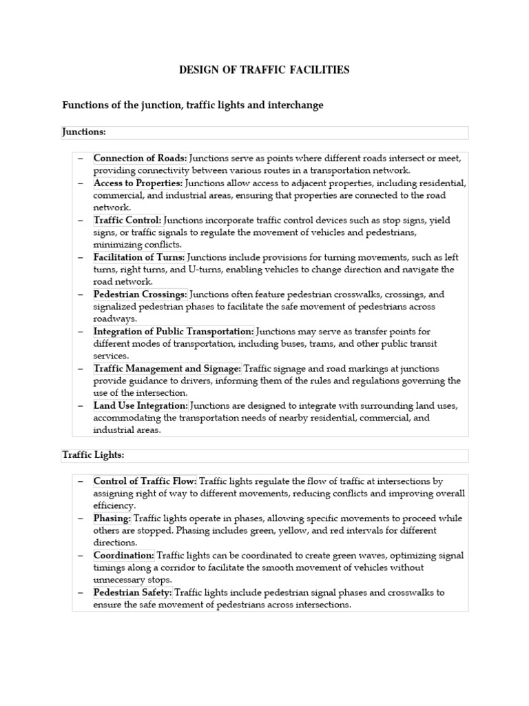 Traffic Facility Design Principles | PDF | Traffic | Intersection (Road)