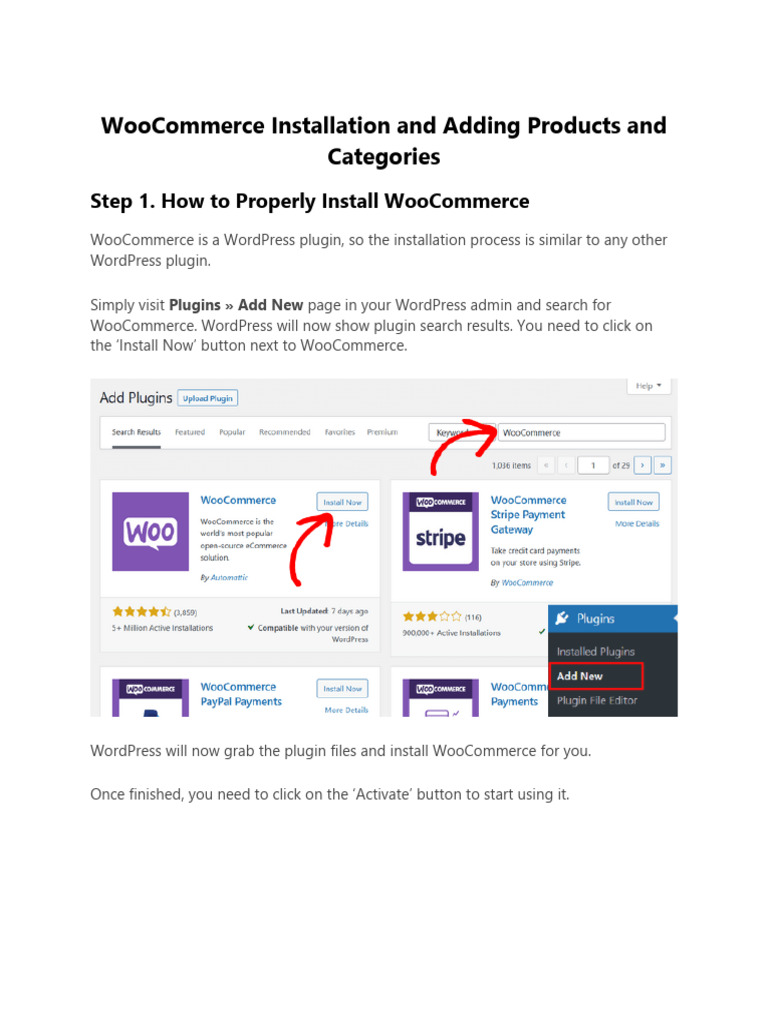 WooCommerce Installation and Adding Products and Categories | PDF | Word Press | Taxes