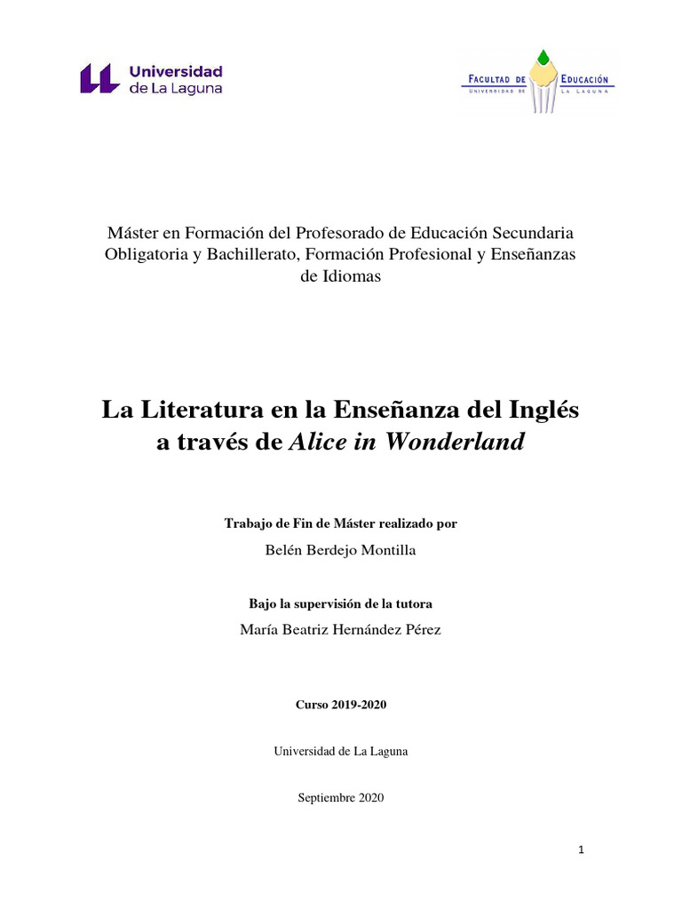 La Literatura en La Ensenanza Del Ingles A Traves de Alice in ... La Literatura en La Ensenanza Del Ingles A Traves de Alice in ...