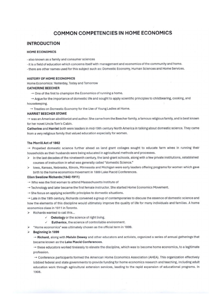 Home Economics | PDF