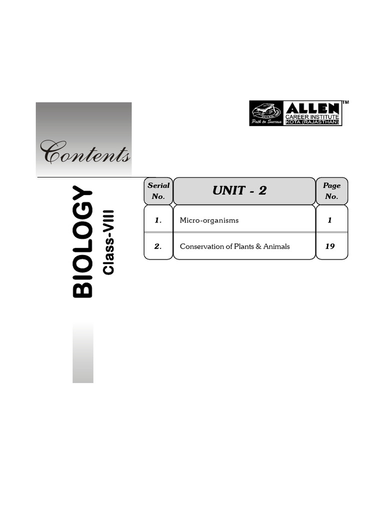 Class - VIII (Biology) Unit-2 | PDF | Microorganism | Bacteria