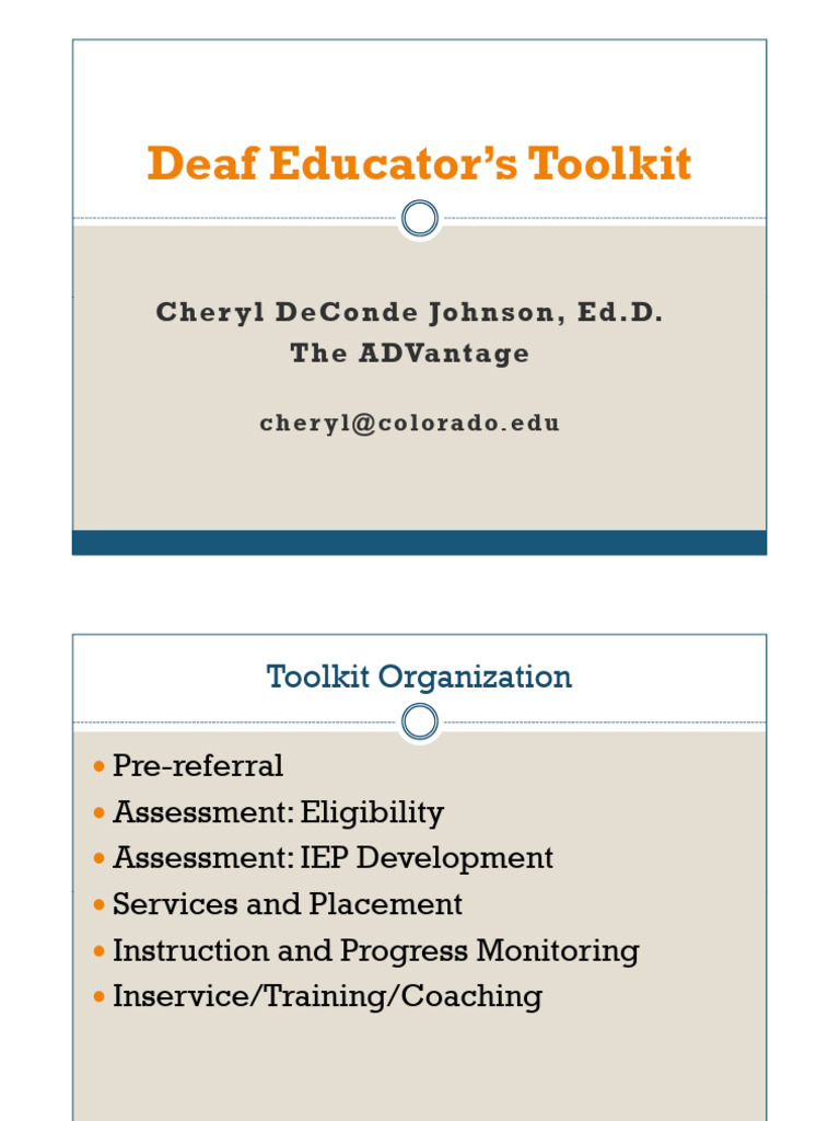 MI Symp 2008 Deaf Ed Toolkit2 | PDF | Career & Growth