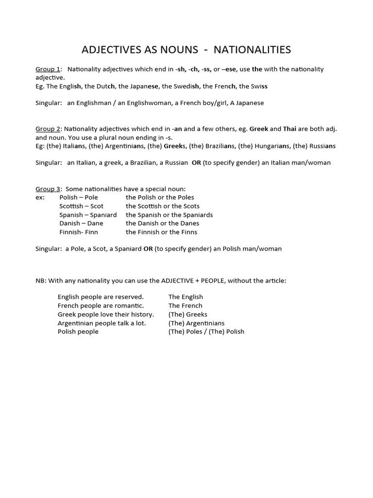 Adjectives As Nouns | PDF | Grammatical Number | Adjective