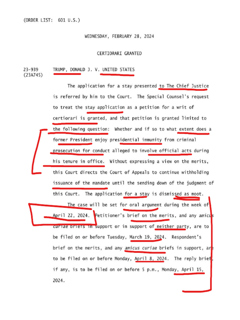 Scotus Immunity Order Accepting Case | PDF