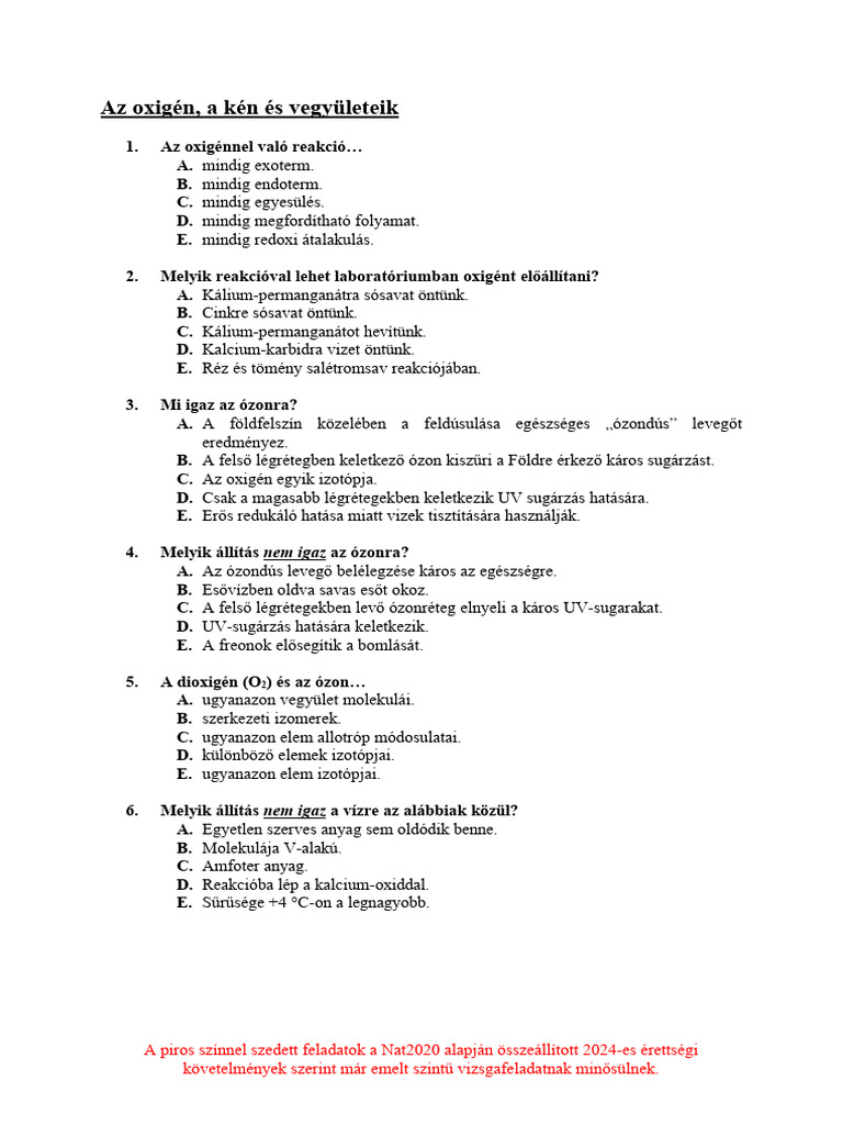 12 Az Oxigen A Ken Es Vegyuleteik | PDF