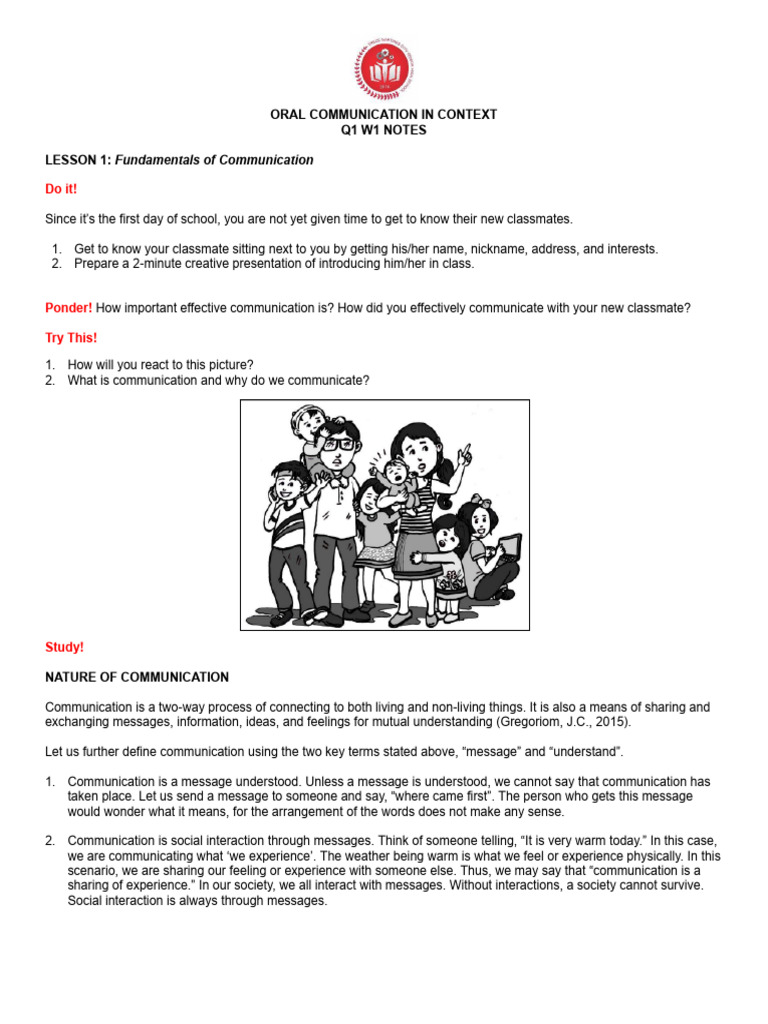 Handout Oc q1 w1 | PDF | Communication | Code