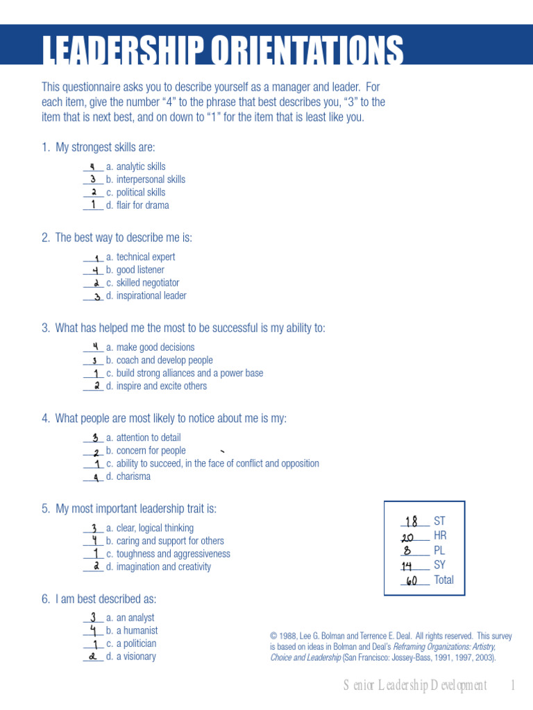 Leadership Development Questionnaire | PDF | Leadership | Percentile