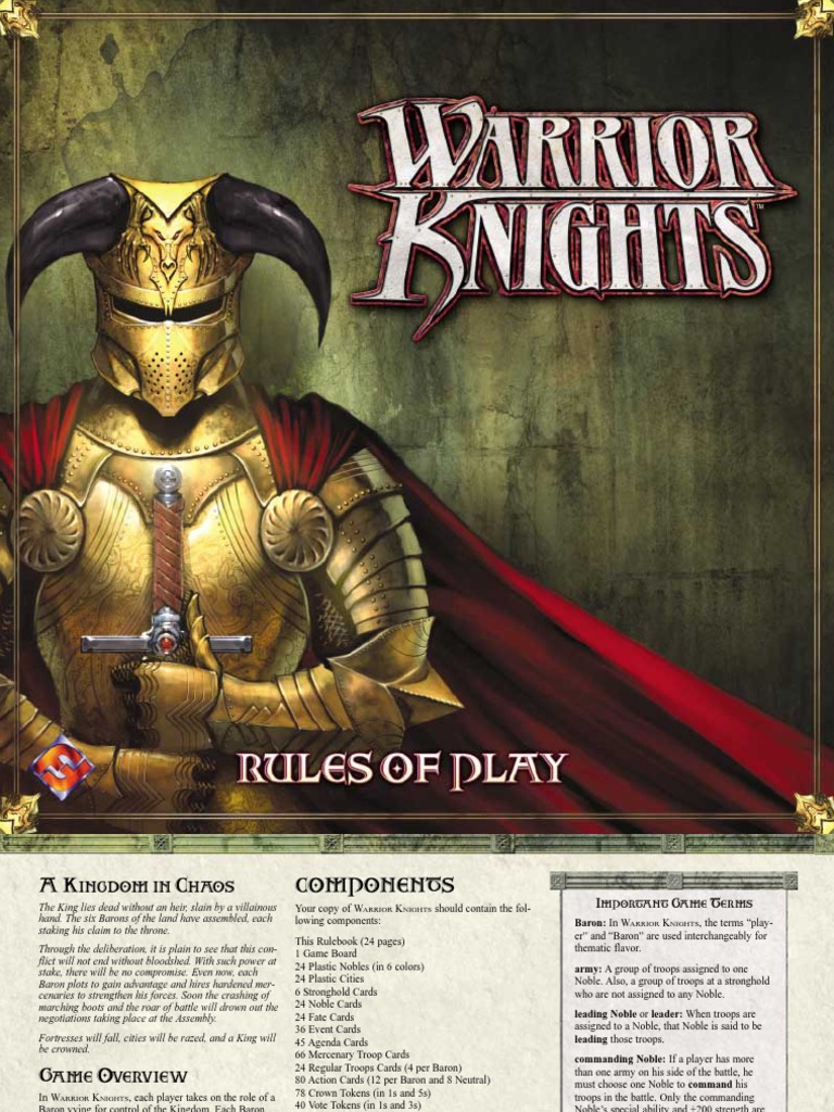 Warrior Knights - Rules | PDF | Tabletop Games | Games Of Mental Skill