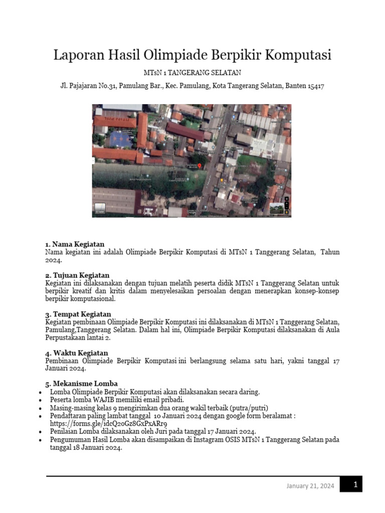 Laporan Hasil Olimpiade Berpikir Komputasi TUGAS | PDF