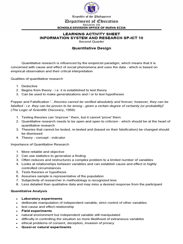 Quantitative Design and Experimental Research Design | PDF ...