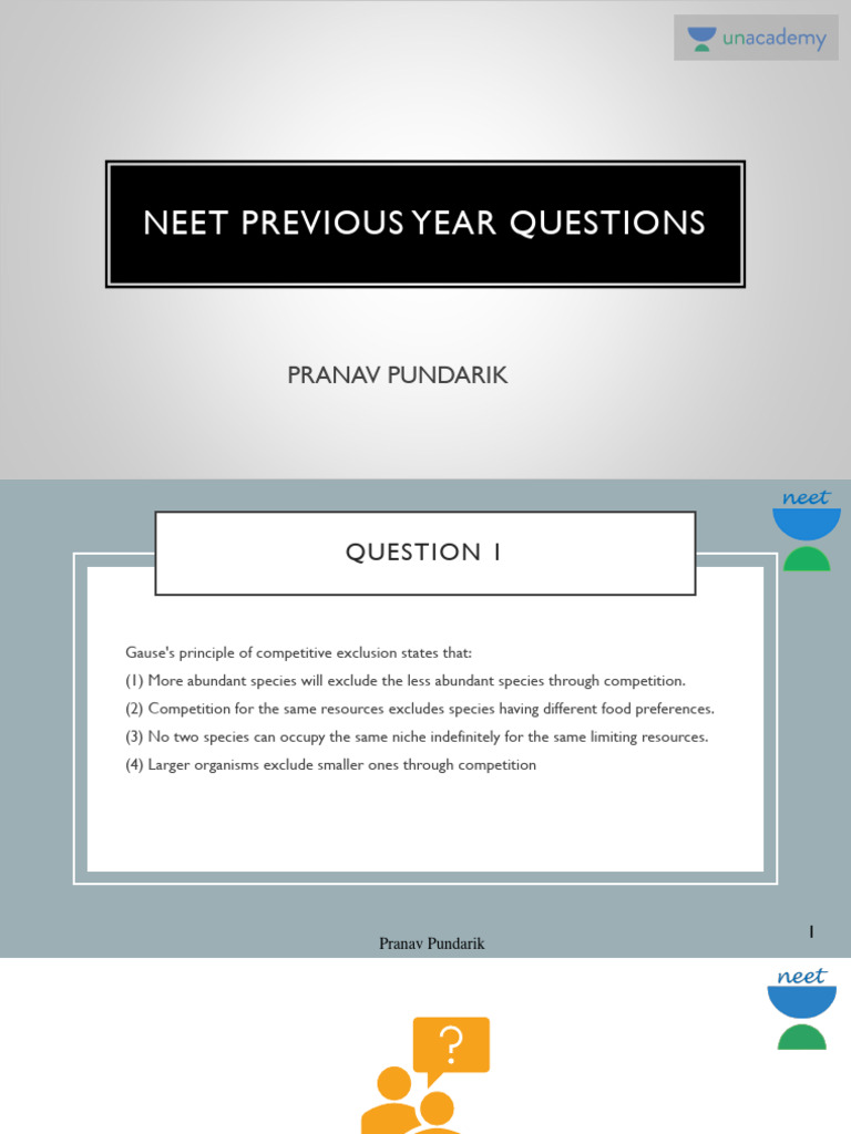 Neet Previous Year Questions: Pranav Pundarik | PDF