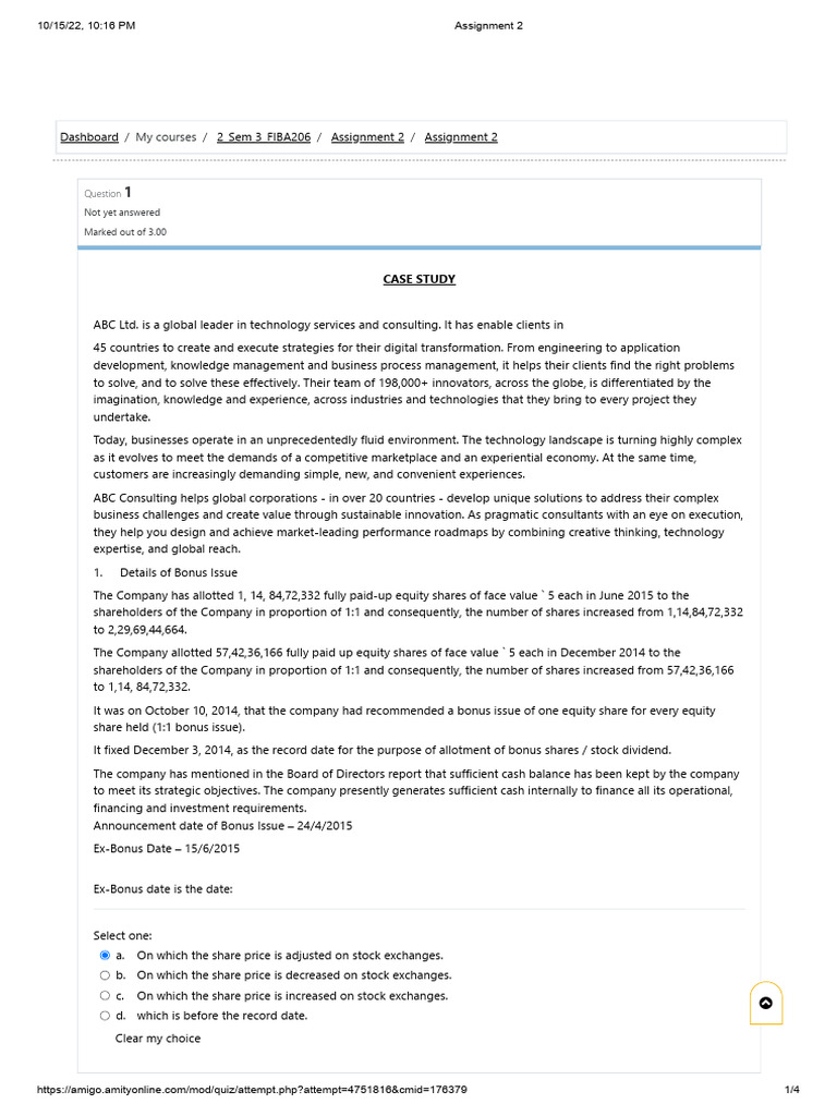 Assignment 2 FIBA 206 (15 Marks) | PDF | Business